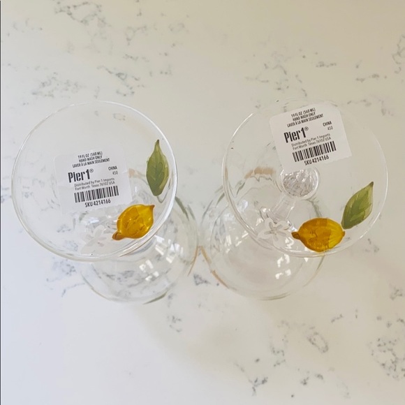Pier 1 | Dining | Pier Lemon Painted Wine Glasses | Poshmark
